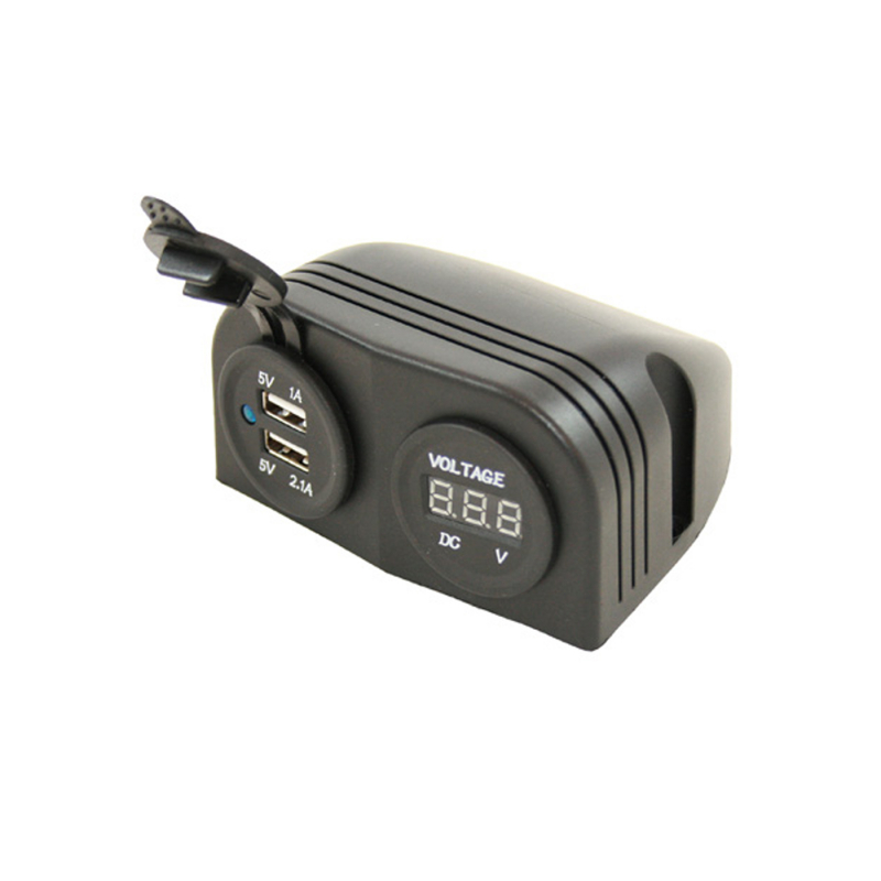USB Outlet Double Voltmeter Surface Mounted | Buy at Campm